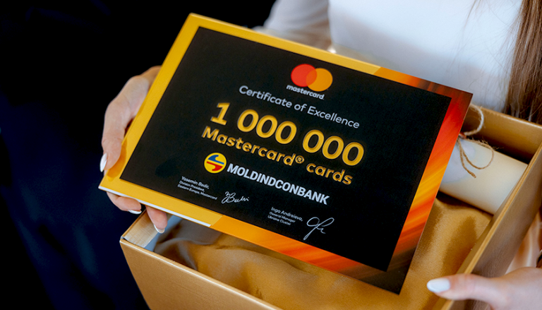 Moldindconbank awarded for reaching one million Mastercard cards issued in the Republic of ...